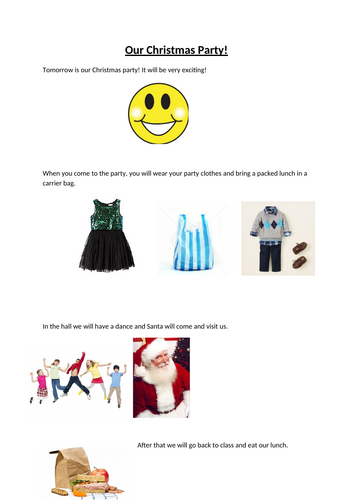 Christmas Party in school social story | Teaching Resources