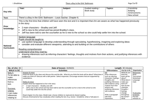 There's a Boy in the Girls' Bathroom - Chapter 6 Lesson Plan | Teaching ...