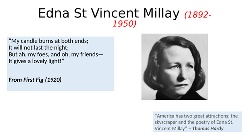 Edna St Vincent Millay - I Being Born A Woman And Distressed | Teaching ...