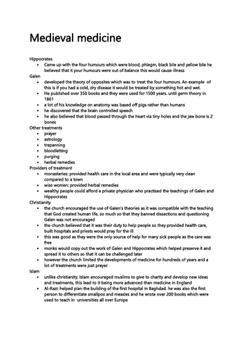 Health and the People - Medieval Medicine AQA GCSE | Teaching Resources Health and the People - Medieval Medicine AQA GCSE | Teaching Resources