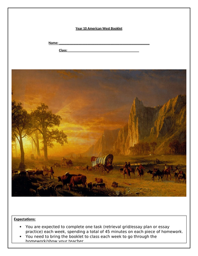 GCSE Edexcel American West Homework Booklet | Teaching Resources