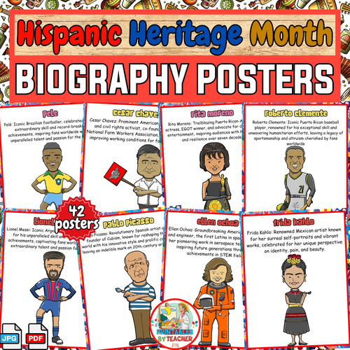 Hispanic Heritage Month classroom decoration | Historical Figures bio ...