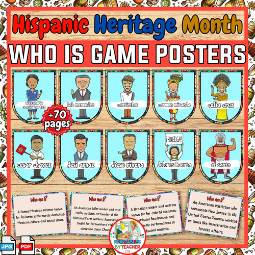 Hispanic Heritage Month Bulletin board spanish figures Who am I posters ...