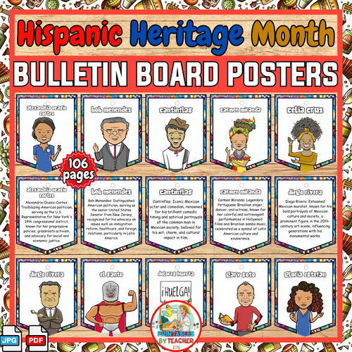 Hispanic Heritage Month biography posters | bulletin board-classroom ...