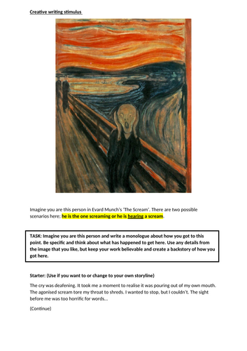 Creative Writing from Famous Paintings | Teaching Resources