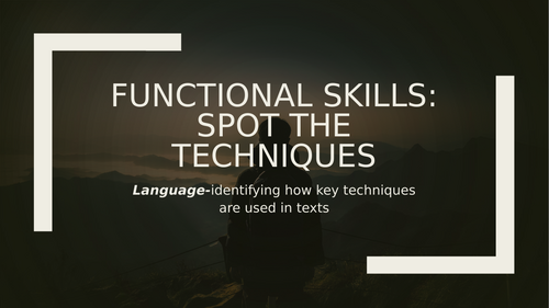 Functional Skills: Spot the Techniques | Teaching Resources