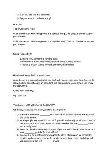 Arachne (retold by Olivia E. Coolidge) study guide | Teaching Resources