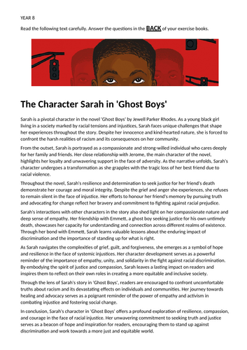 Ghost Boys - Sarah worksheet (retrieval/word meaning/inference ...