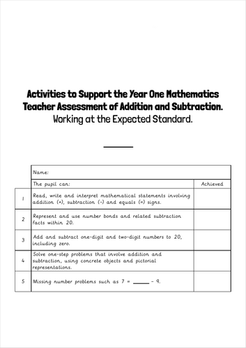 Year 1 addition and subtraction booklet | Teaching Resources