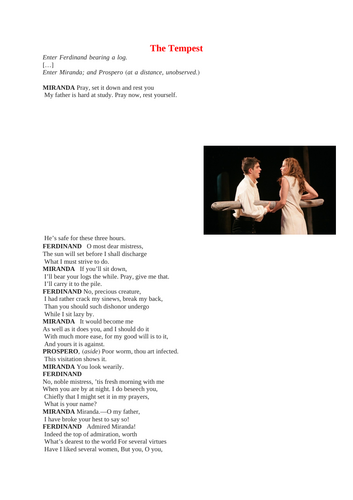 The Tempest worksheet log scene A3 S1 | Teaching Resources