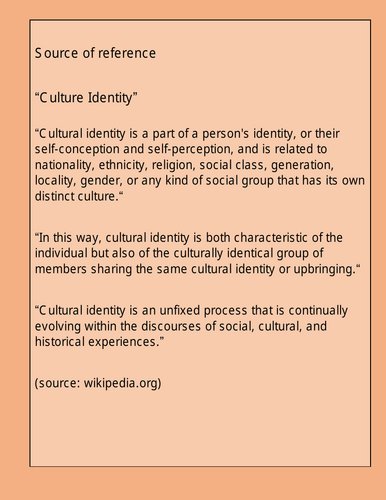 Source of reference _ culture identity | Teaching Resources