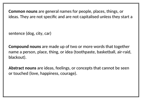 Types of Nouns | Teaching Resources