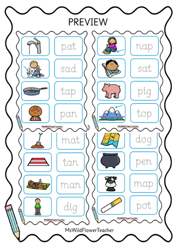 CVC Sound Blending 1 Matching & Tracing Activity Booklet (Phonics EYFS ...