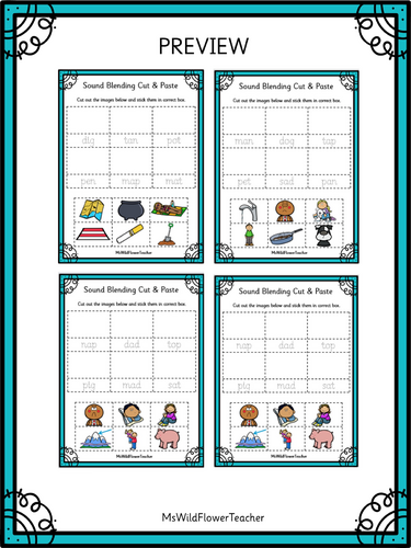 CVC Sound Blending 1 Cut, Paste & Trace Activity Booklet (Phonics EYFS ...