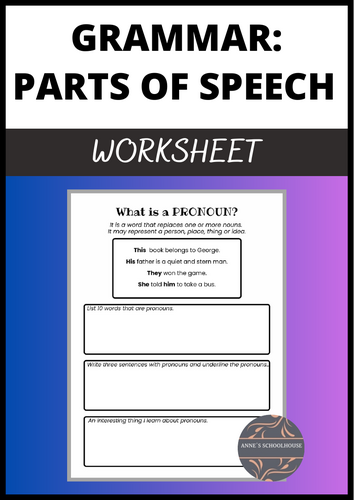 Pronouns Worksheet - Grammar for Middle and High School | Teaching ...