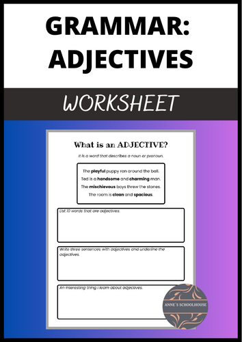 Adjectives Worksheet - Grammar for Middle and High School | Teaching ...