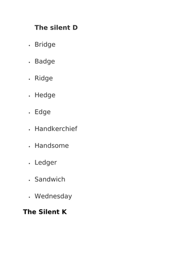 English Spelling for year 6 - the silent letters | Teaching Resources