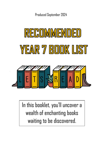 Year 7 Recommended Reading List | Teaching Resources Year 7 Recommended Reading List | Teaching Resources