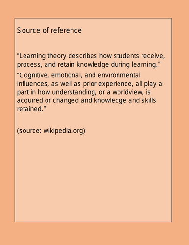 Source of reference_learning theory | Teaching Resources