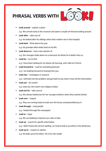 Phrasal verbs with "LOOK" | Teaching Resources