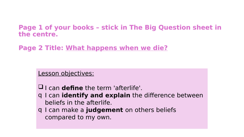 What happens when we die | Teaching Resources