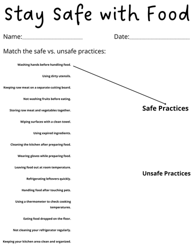 Food Safety Worksheets For Middle School