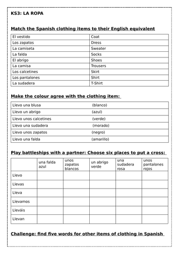 Spanish Worksheets: KS3, KS4, GCSE Language Teaching Resources ǀ Tes
