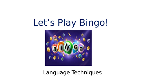 Bingo Language Techniques | Teaching Resources Bingo Language Techniques | Teaching Resources