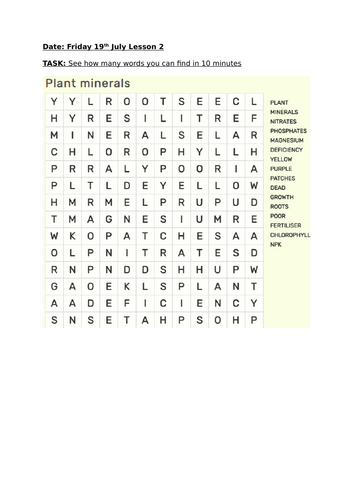 Plant Mineral KS3 | Teaching Resources