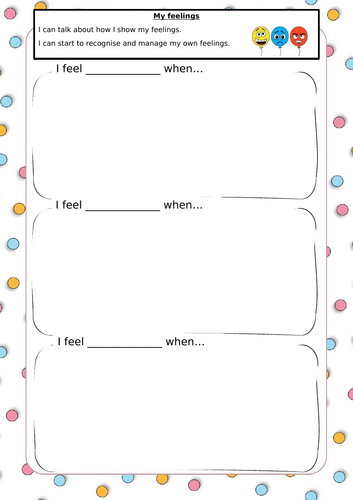 My Feelings - I feel...when... | Teaching Resources