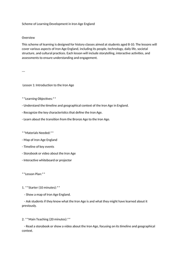 Development in Iron Age Britain Plans | Teaching Resources