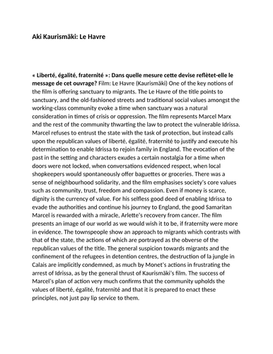 A LEVEL FRENCH revision notes "Le Havre" | Teaching Resources