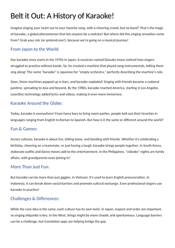 KS3 Music Cover - A History of Karaoke! | Teaching Resources