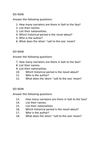 Salt to the Sea | Teaching Resources