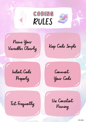 Pink Girly Coding Rules Poster Women who code | Teaching Resources