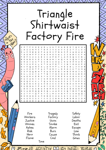 Triangle Shirtwaist Factory Fire Word Search Puzzle Worksheet Activity ...