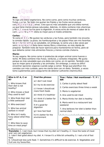 Healthy living Spanish | Teaching Resources