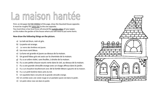 French Halloween draw, label, colour | Teaching Resources