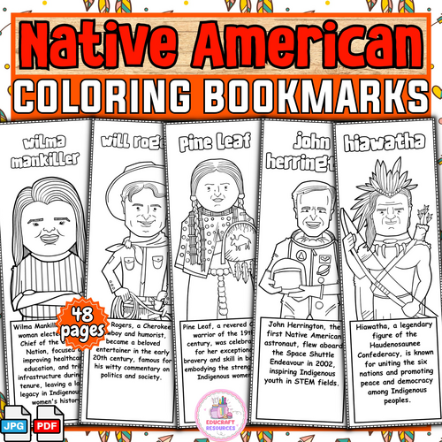 native american heritage month Coloring bookmarks | Indian American ...