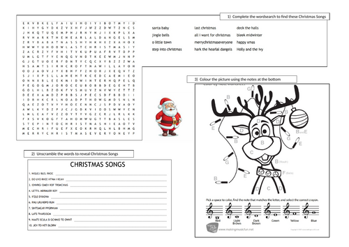 Christmas Music Cover Worksheet | Teaching Resources