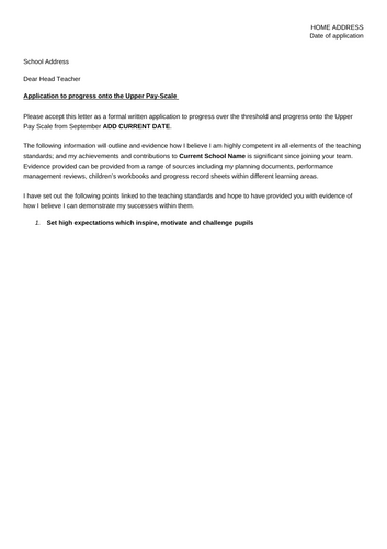 Application to Upper Pay Scale UPS1 (Letter of Application with ... Application to Upper Pay Scale UPS1 (Letter of Application with ...