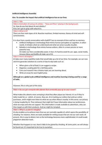 Artificial Intelligence Assembly | Teaching Resources Artificial Intelligence Assembly | Teaching Resources