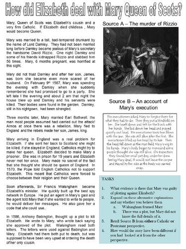 History - KS3 Tudors - Mary Queen of Scots | Teaching Resources