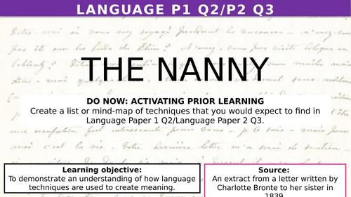 AQA Language Paper 2 Question 3 - The Nanny | Teaching Resources