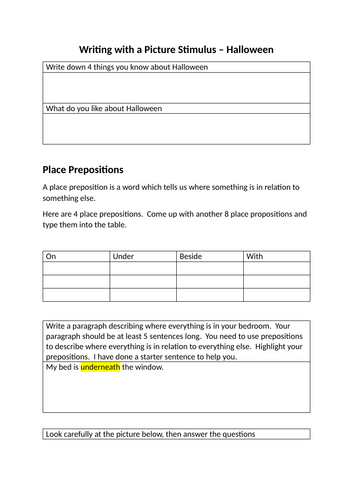 English KS3 KS4 Halloween Themed writing task. Use a picture stimulus ...