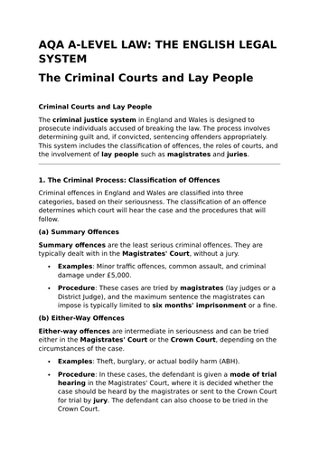 The Criminal Courts and Lay People - Revision Summary for Law ...
