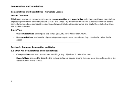 ESL Comparatives and Superlatives Grammar Worksheet: Fun Practice and ...