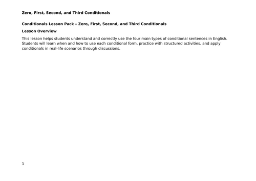 ESL - Mastering Conditionals: Comprehensive Lesson on Zero, First, Second, and Third ...
