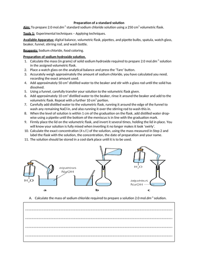 Lab Report Preparation Of Standard Solution Teaching Resources