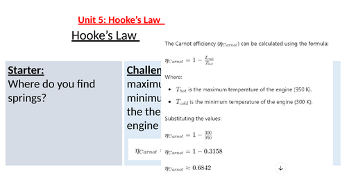 BTEC Applied Science Unit 5 Physics C2 Hooke's Law Lesson | Teaching ...